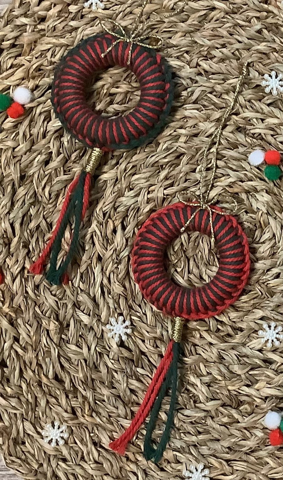 Macrame Mini Hanging Christmas Wreath - Special... - Folksy