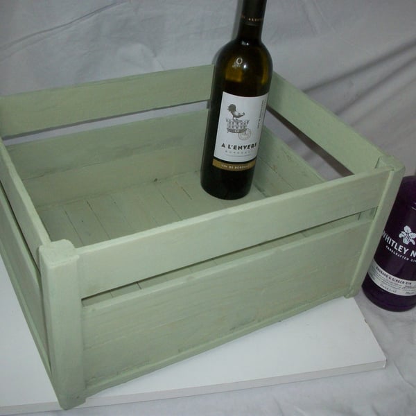 Sage Green wooden storage box crate - Folksy