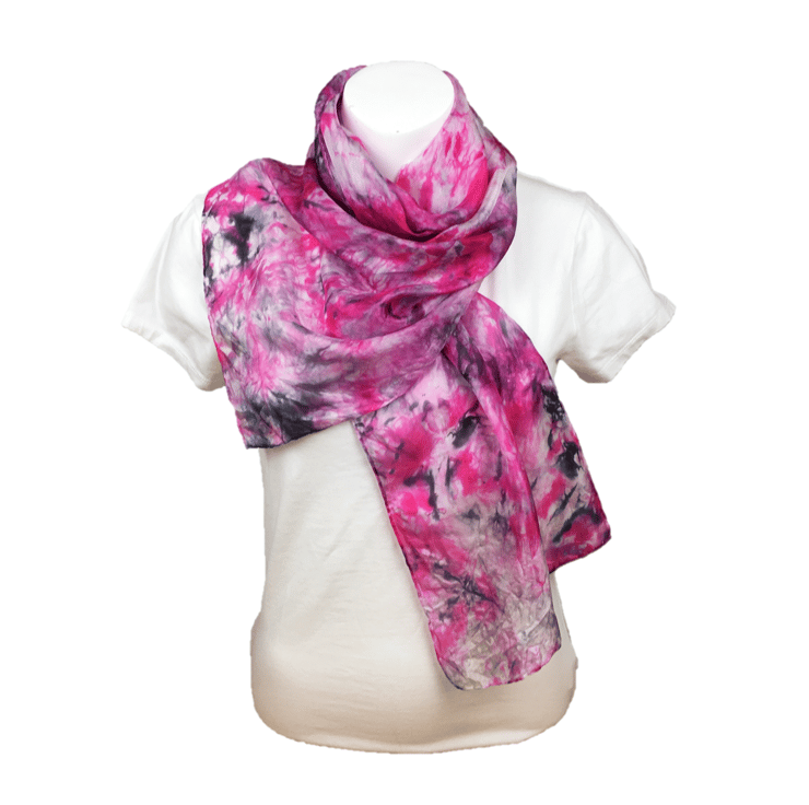 Silk scarf, ponge 5 silk, hand dyed in pink and... - Folksy