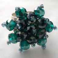 Green Crystal Bead Bling Ring - UK Free Post - Folksy
