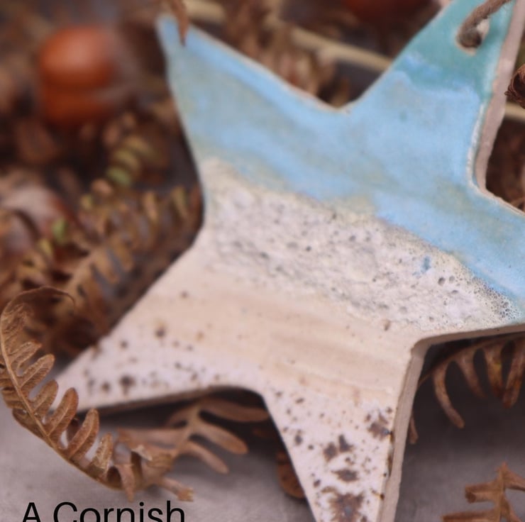 Cornish pottery star decoration. Coastal gift. ... - Folksy