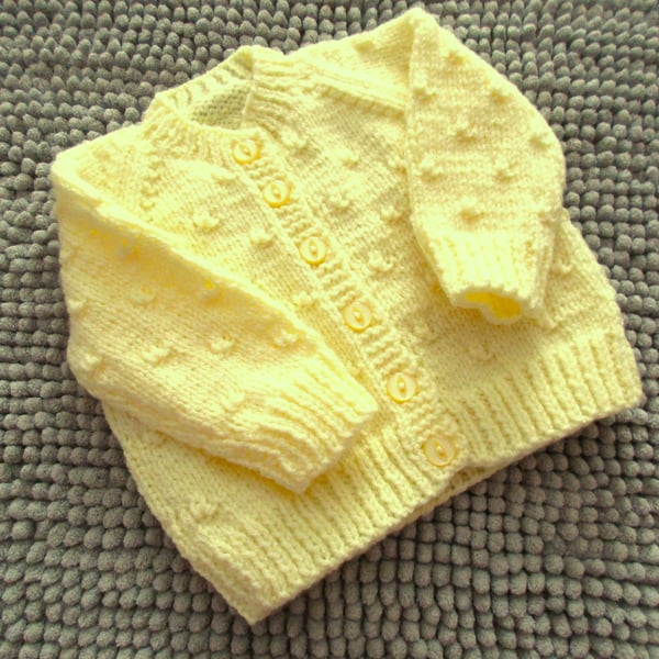 16" Lemon Round Neck Knots Pattern Cardigan - Folksy