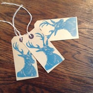 Hand printed stag gift tags - Folksy