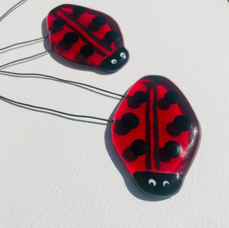 Fused Glass ladybug ladybird garden or plant po... - Folksy