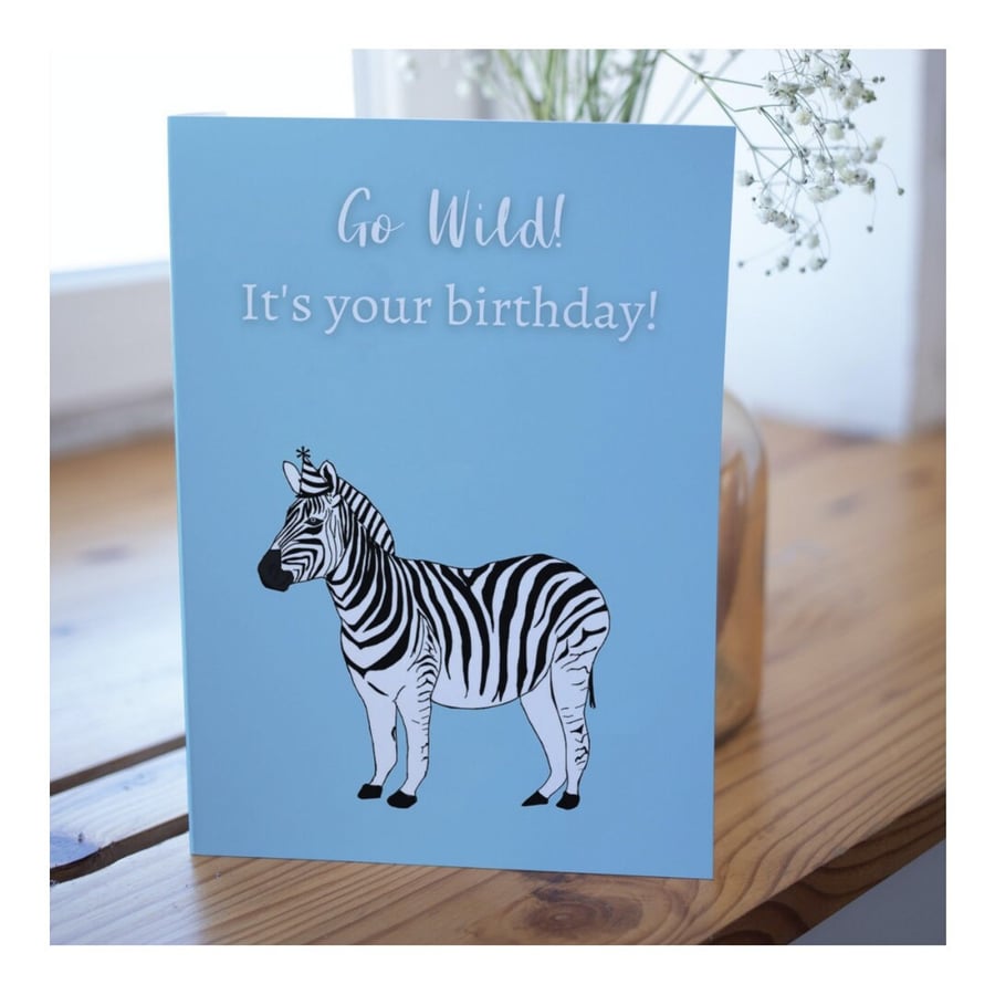 Zebra Happy Birthday Card Greeting Card - Folksy