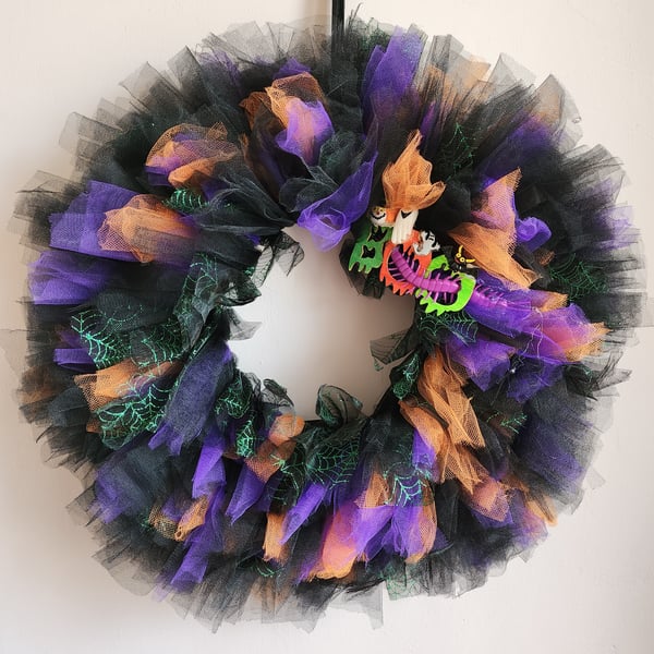 Halloween full tulle 'Boo' wreath - Folksy