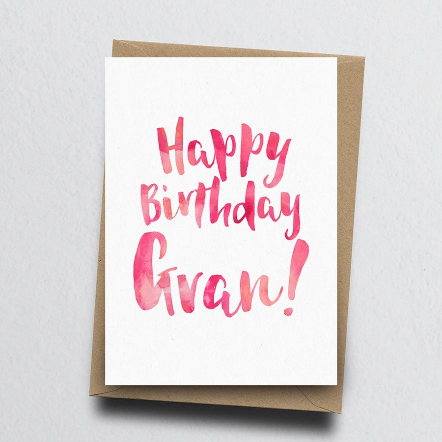 Happy Birthday Gran Greeting Card - Grandma Bir... - Folksy