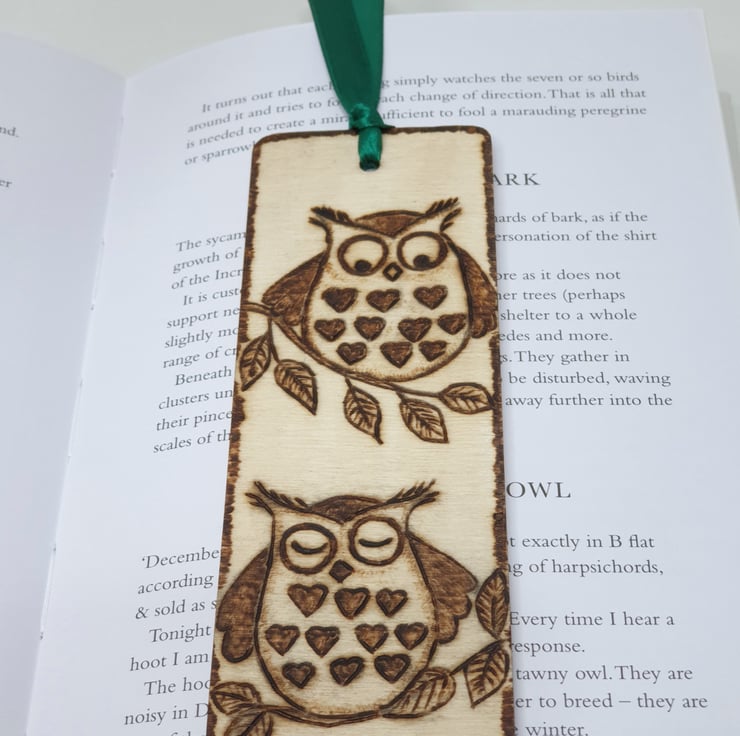 Owl bookmark, cute owls wooden bookmark, pyrogr... - Folksy