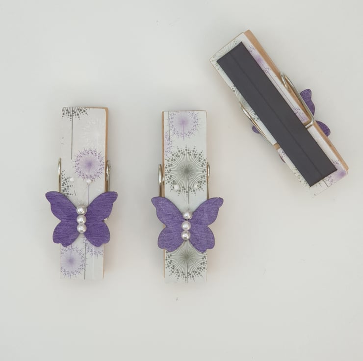 Butterfly Peg fridge Magnets decoupaged set of ... - Folksy