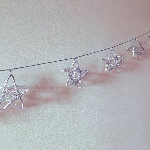 Wire Star Garland Silver Stars Handmade String ... - Folksy