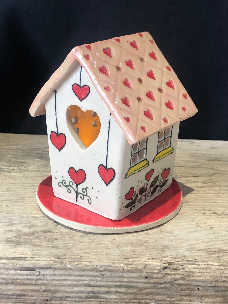 Large hand painted LOVE SHACK tea-light holder - Folksy