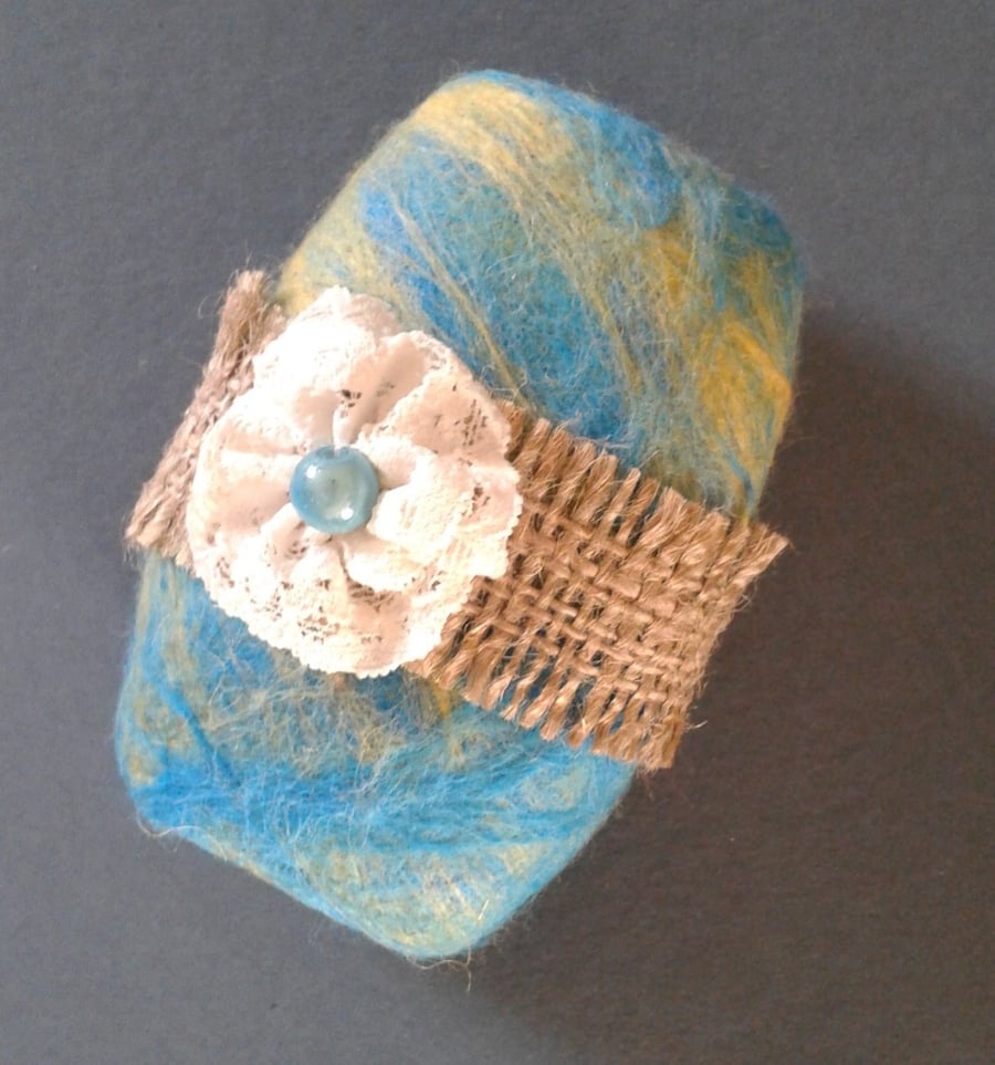 Felted Soap (blue-yellow) - Folksy