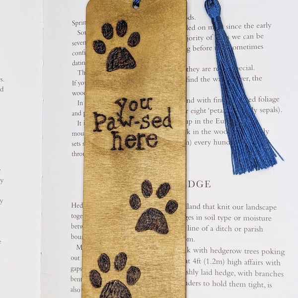 Bookmark, pyrography paw prints - you paw-sed h... - Folksy