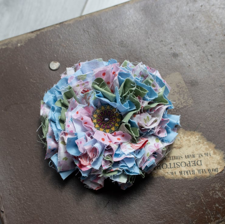Handmade Rag Rug Flower Brooch - Upcycled Scrap... - Folksy
