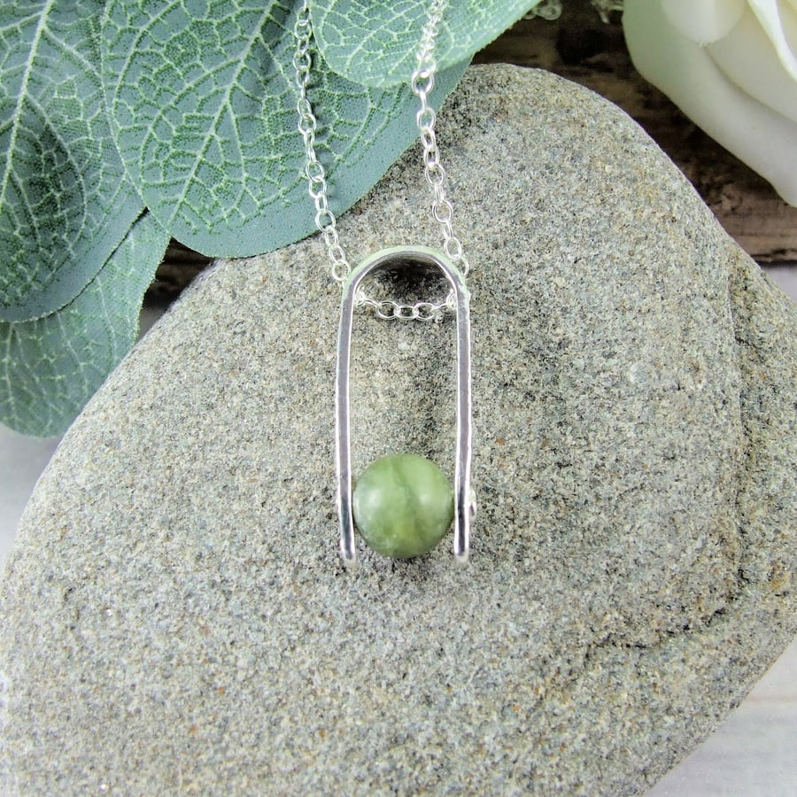 Jade Necklace, Sterling Silver Pendant with Nep... - Folksy