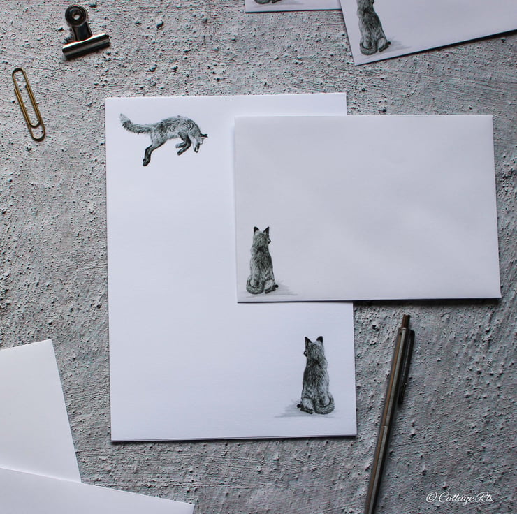 Fox Letter Writing Paper Hand Designed By Cotta... - Folksy