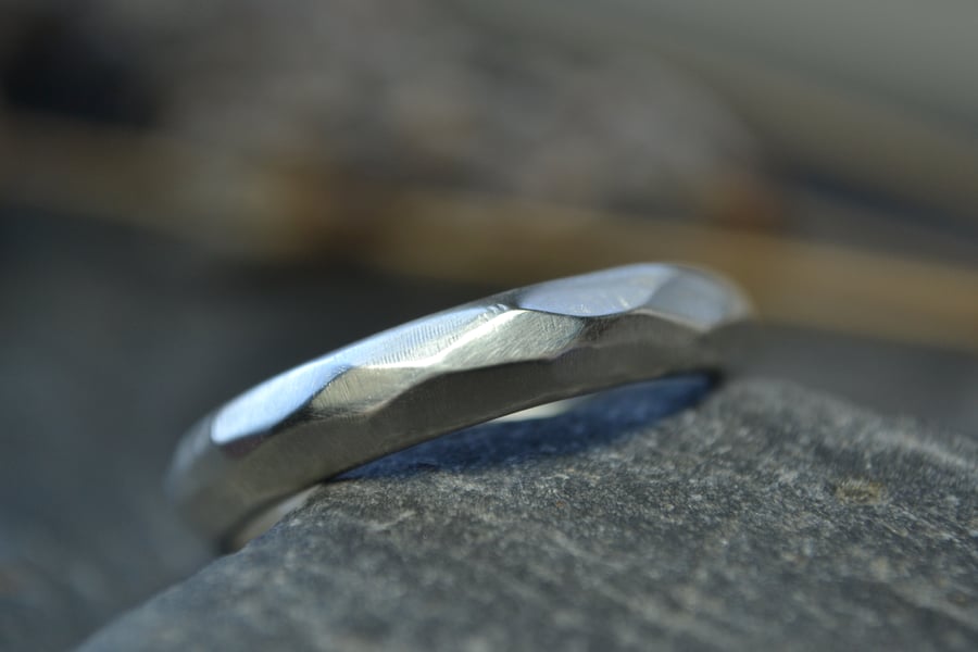 Faceted sterling silver ring - Folksy