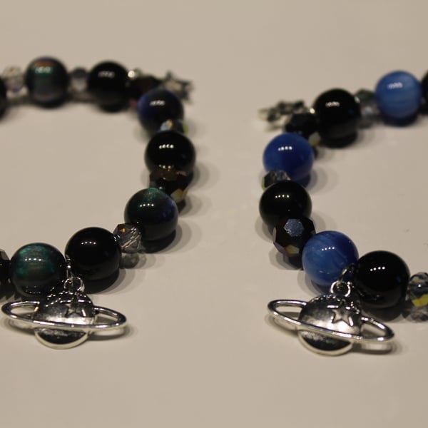 space themed beaded bracelets with planet and s... - Folksy