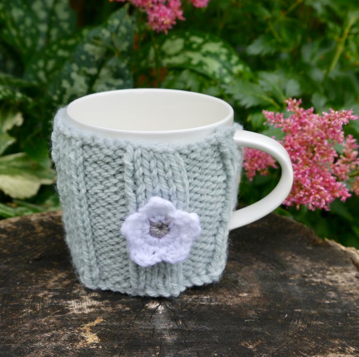 SALE - Grey One Cup Flower Tea Cosy and Mug Cos... - Folksy