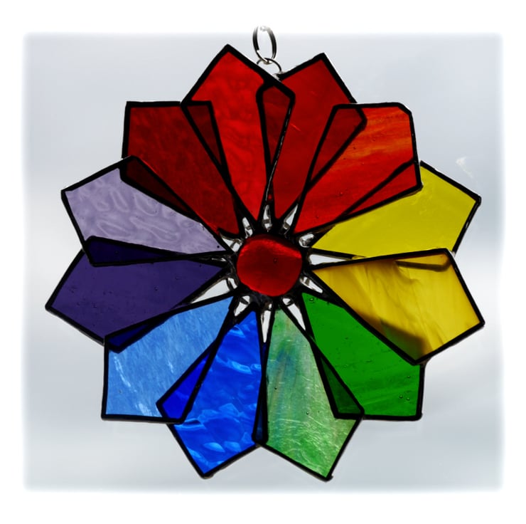 RESERVED for JOAN Rainbow Windmill Stained Glas... - Folksy