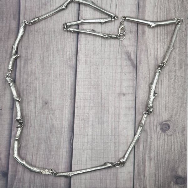 Real birch twig coated in silver, statement nec... - Folksy