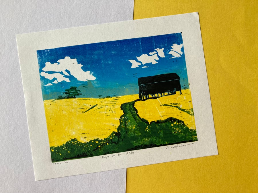 Original Reduction Linocut Print - Limited Edit... - Folksy