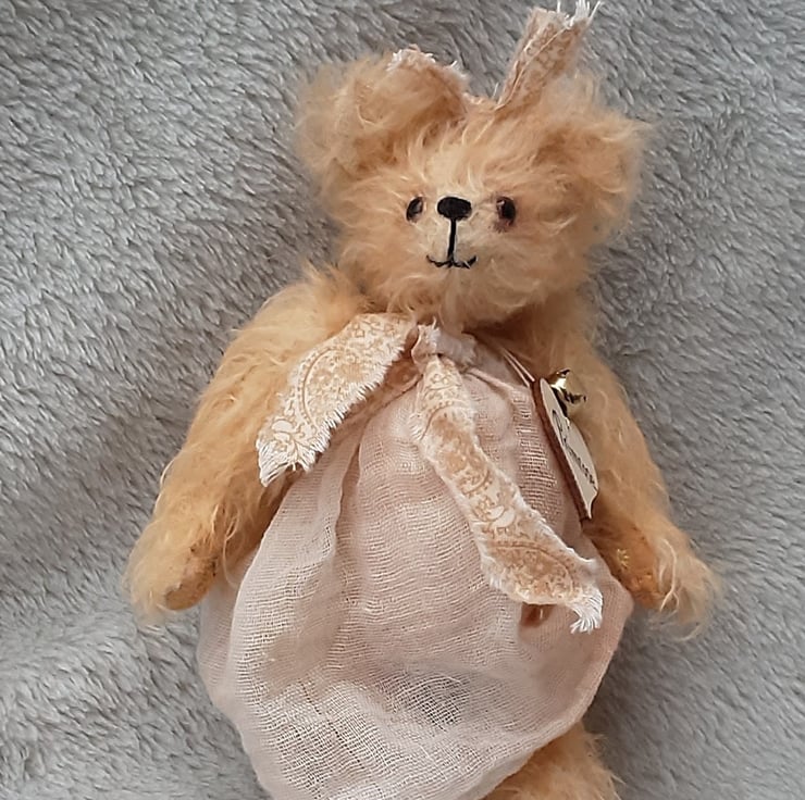 Small mohair artist bear, handmade embroidered ... - Folksy