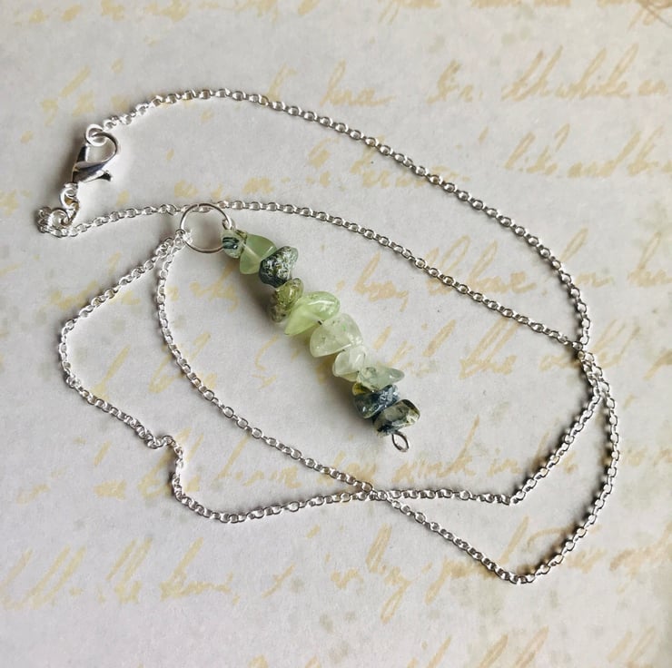 Beaded Gemstone Chip Pendant Necklace - Folksy