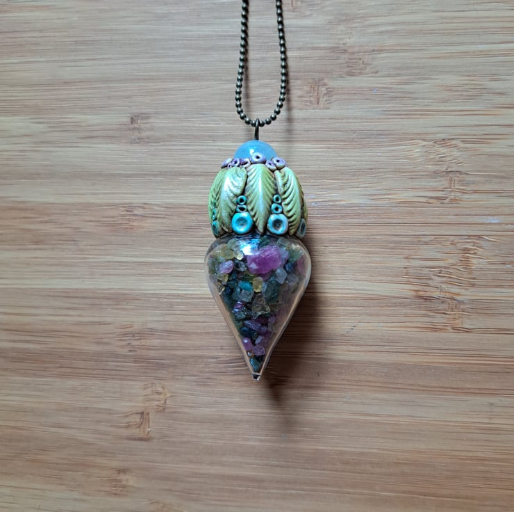 Angelite and Watermelon Tourmaline Vial with Ep... - Folksy