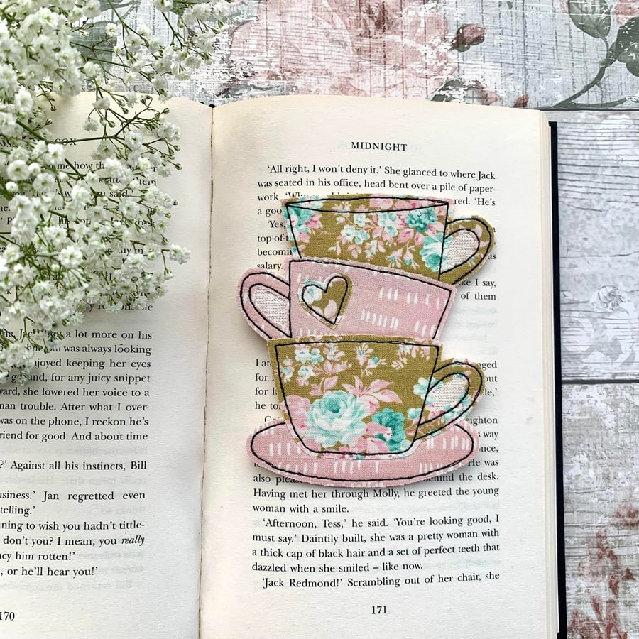 Bookmark, Tea cup stack bookmark - Folksy