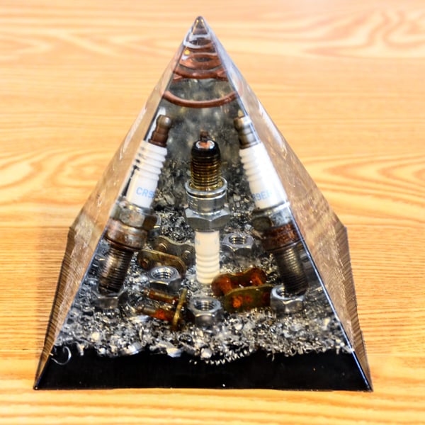 14cm Motorcycle Parts Resin Pyramid Ornament Wi... - Folksy