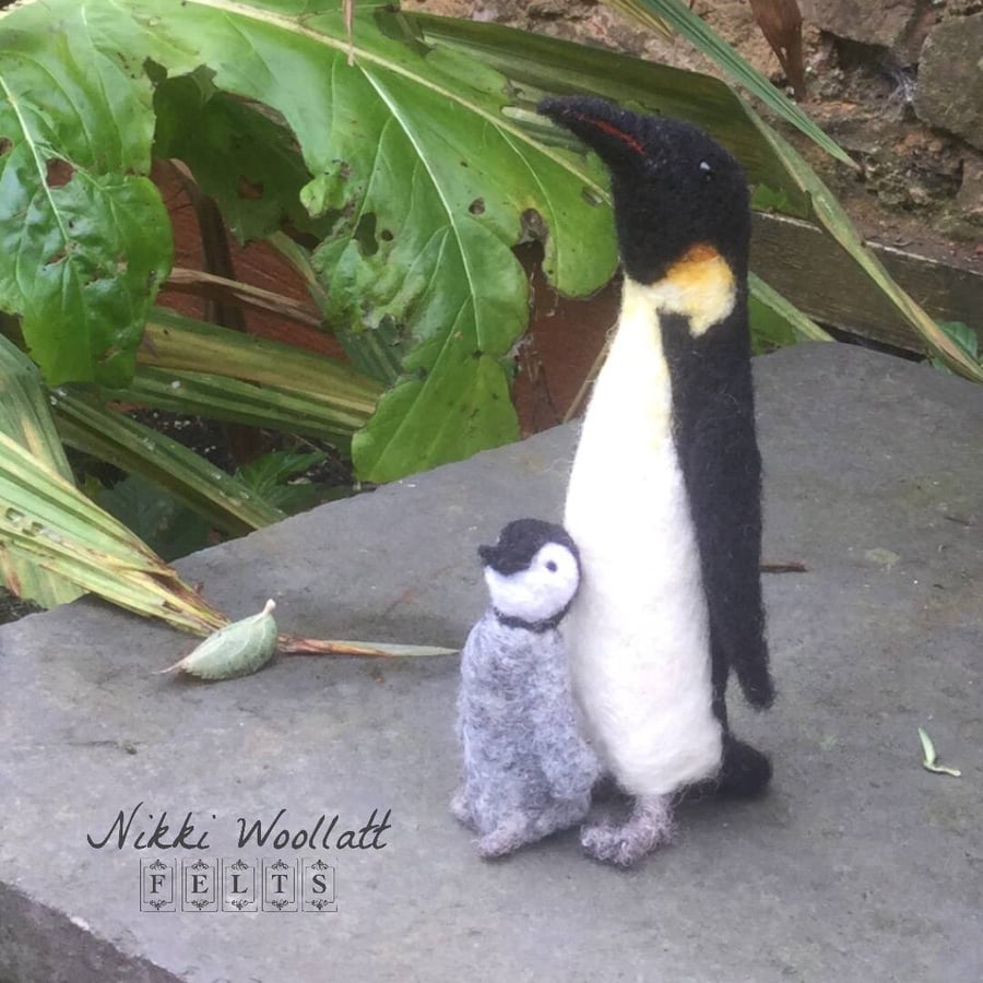 EMPEROR PENGUIN & CHICK NEEDLE FELTED SCULP... - Folksy