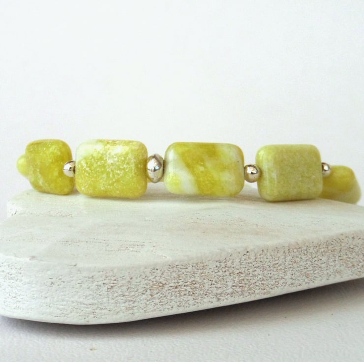 Lemon jasper stretchy bracelet - Folksy