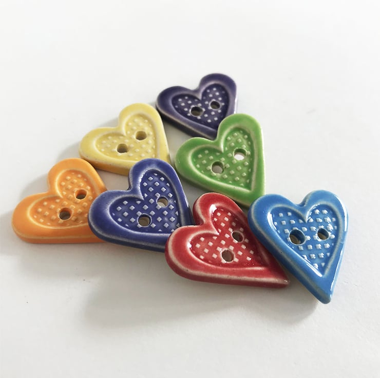 Set of seven little heart shaped ceramic handma... - Folksy