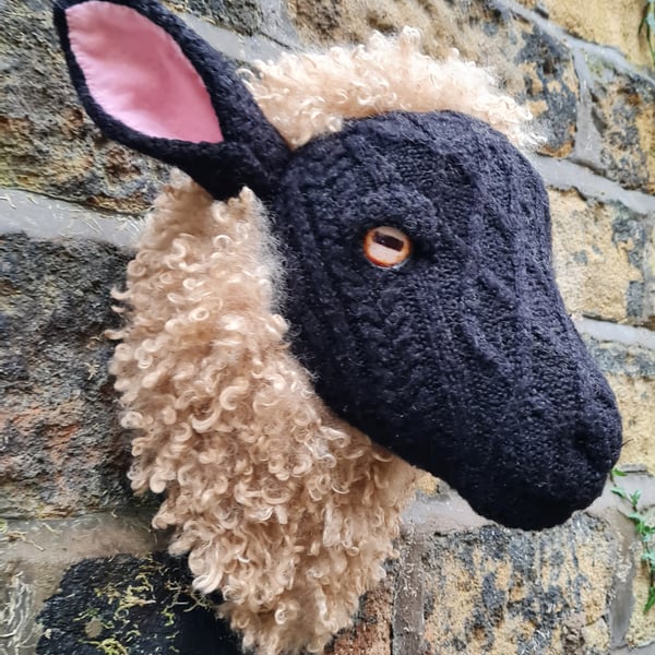 Faux black faced sheep head - Sherryl - Folksy