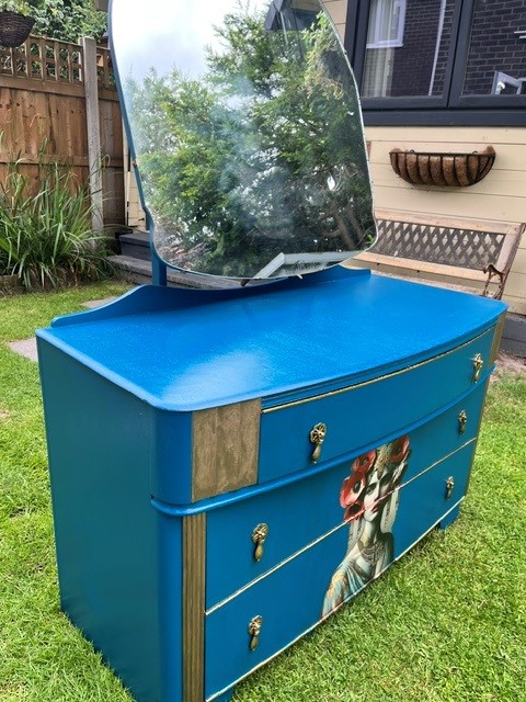 Upcycled Vintage Dressing Table with Mirror – P... - Folksy