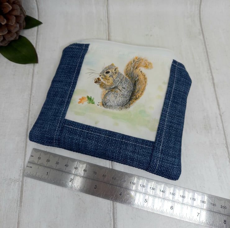 Squirrel purse, Large blue coin purse, Squirrel... - Folksy
