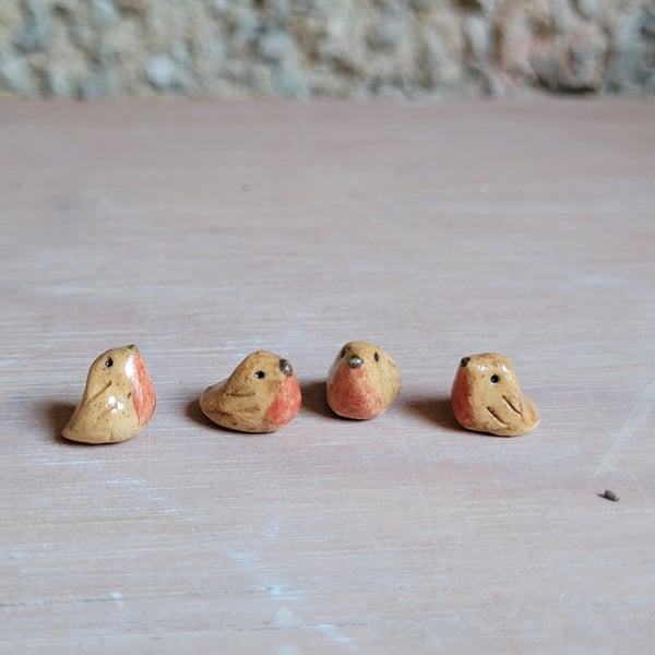 Tiny robin miniature ceramic robin red breast b... - Folksy