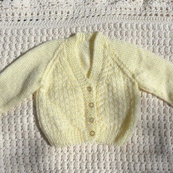 Newborn yellow textured cardigan - Folksy