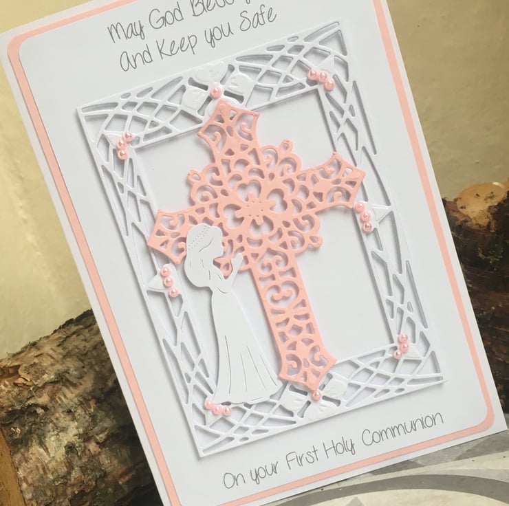 First Holy Communion girls handmade card - Folksy