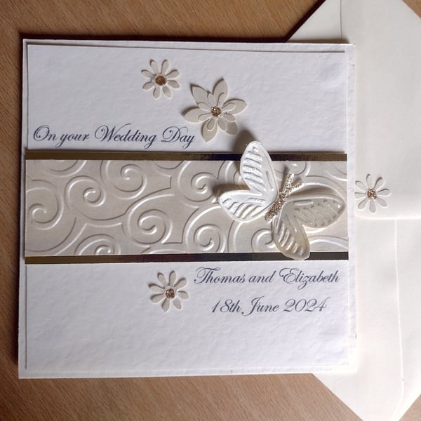 Sparkly Butterfly Wedding Card - Personalised -... - Folksy