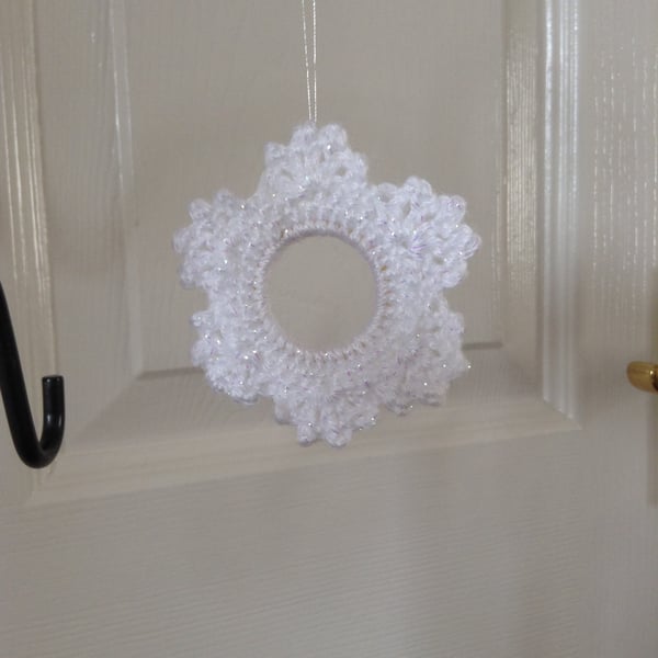 Crochet Snowflake Christmas Tree Decoration - Folksy