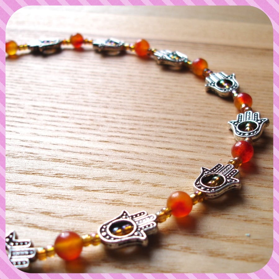Orange Hand Bead Necklace - Folksy