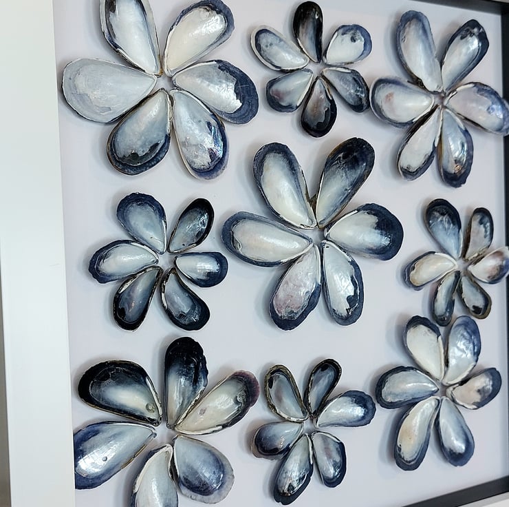 Cornish mussel shell flowers - Folksy