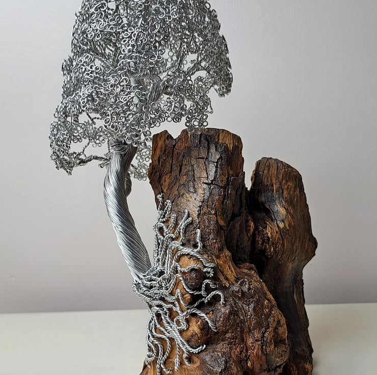 Beautiful Mini Wire Tree of Life on a hand carv... - Folksy