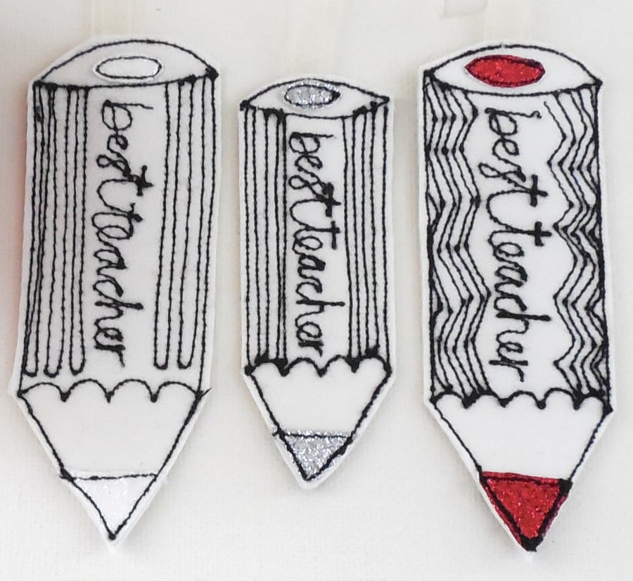 Best Teacher Fabric Pencil Tag - Folksy