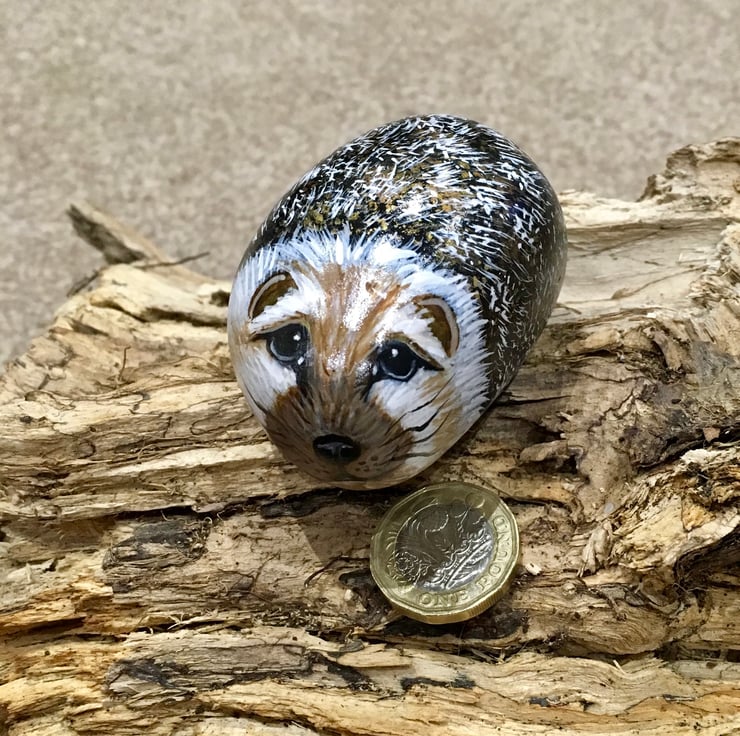 Hedgehog painted pebbles garden rock art wildli... - Folksy