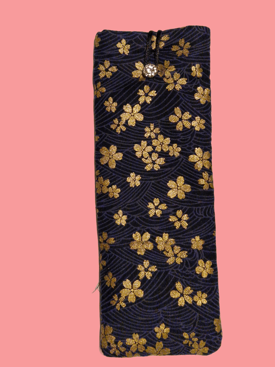 Gold flowers glasses, storage case - Folksy