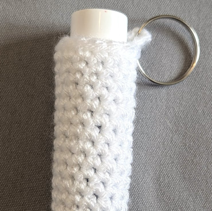 Crochet lip balm holder keychain, bag charm, ha... - Folksy