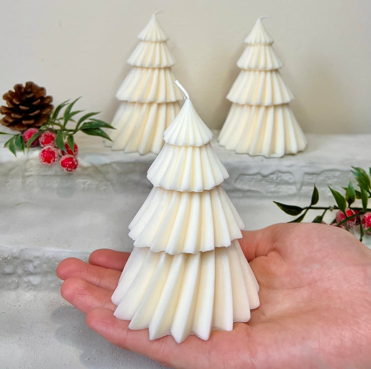 Swirly Christmas Tree Shape Candle for Xmas Dec... - Folksy